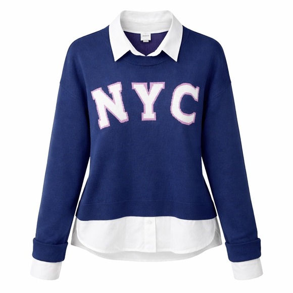 Maeve | Sweaters | Nwt Maeve Nyc Layered Look Sweater White Button Down ...